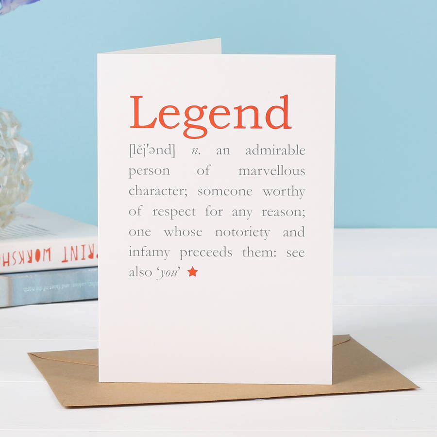 Legend Definition Retirement Personalised Card By Bombus 