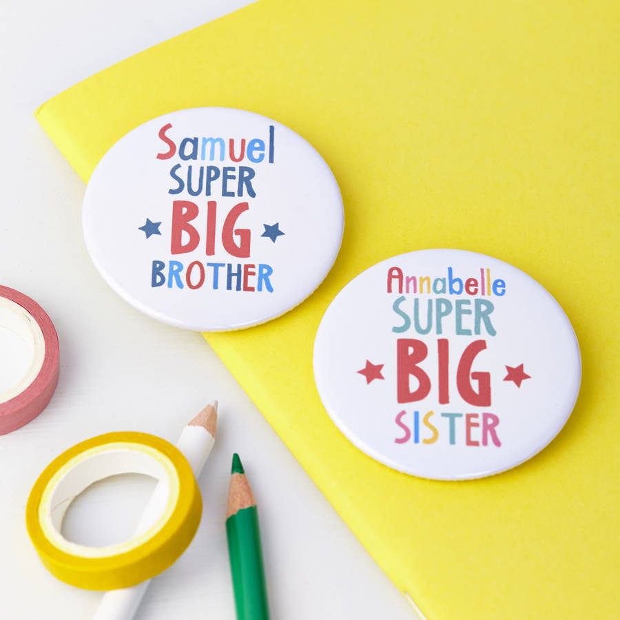 child's personalised new big brother or sister badge by tilliemint ...