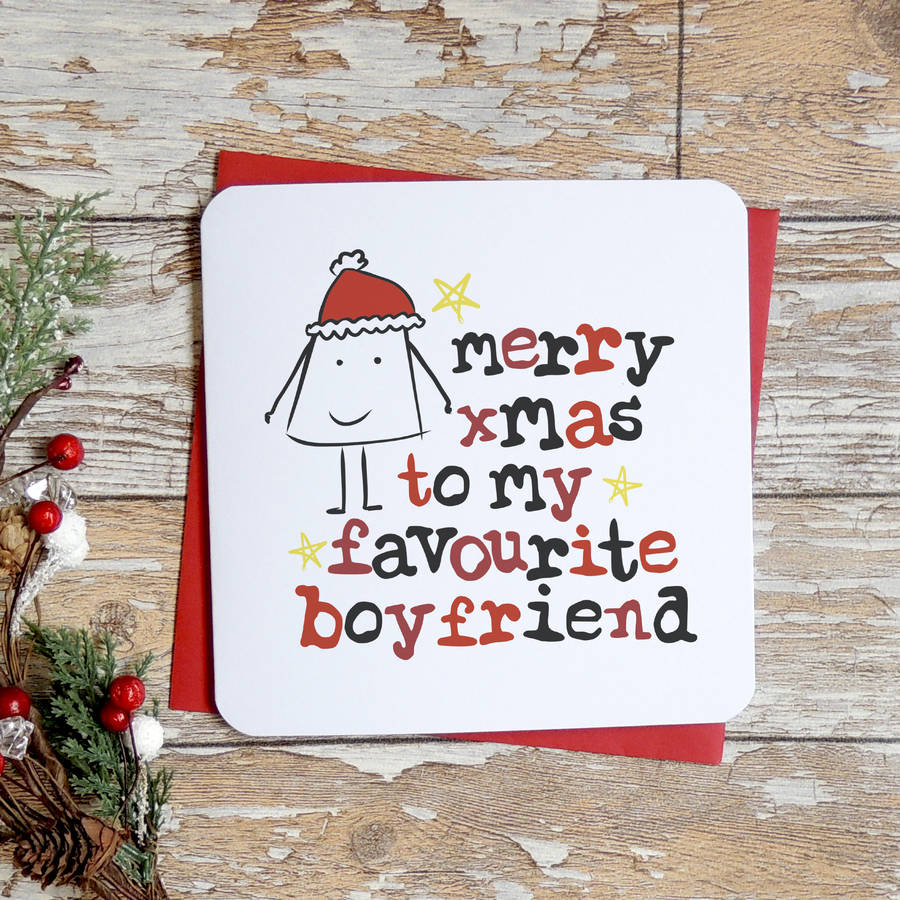 Merry Christmas To My Favourite Boyfriend Xmas Card By Parsy Card Co