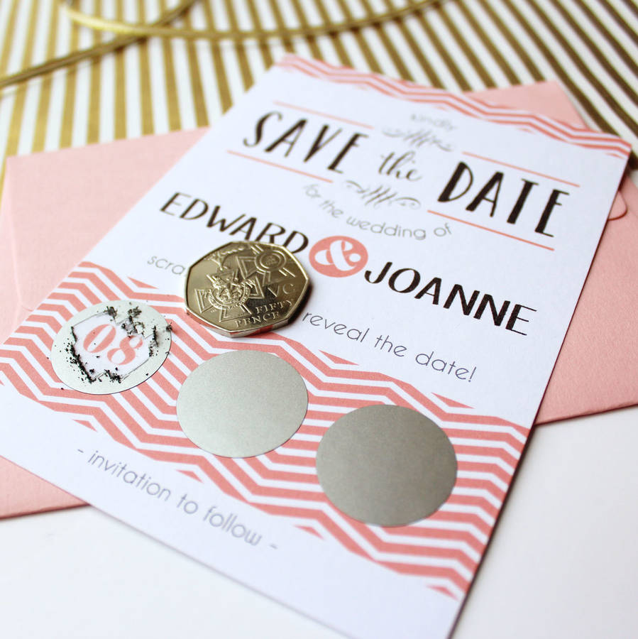 Scratch Off Wedding Save The Date Cards By Vanilla Retro Stationery 