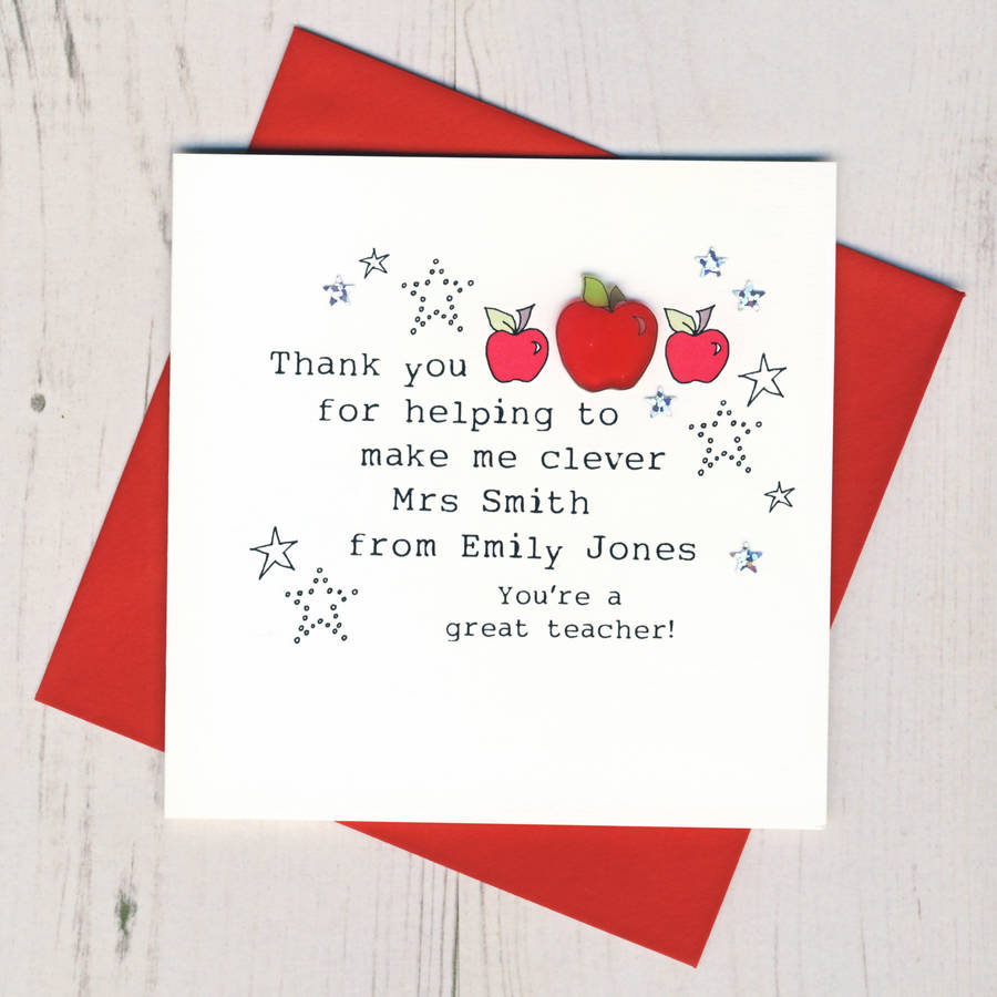 Personalised Handmade Teacher Thank You Card By Eggbert Daisy 