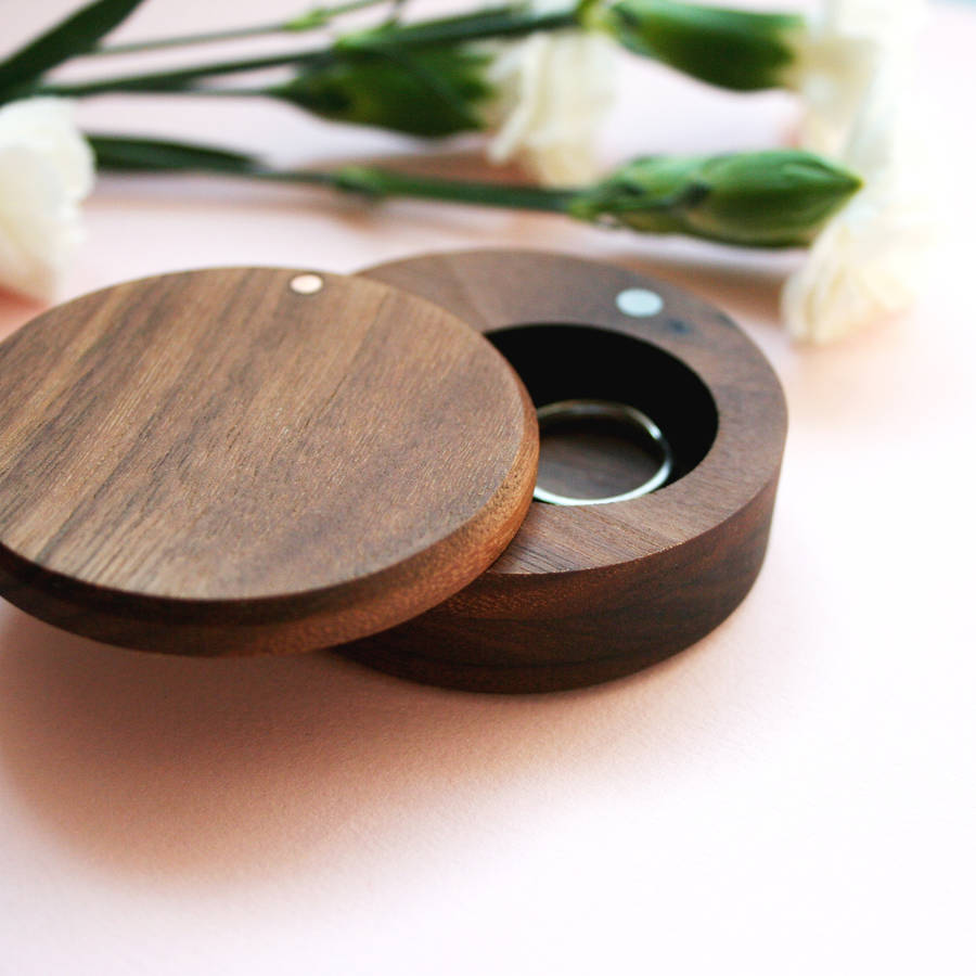 Walnut Wood Round Ring Box By Wood Paper Scissors Notonthehighstreet