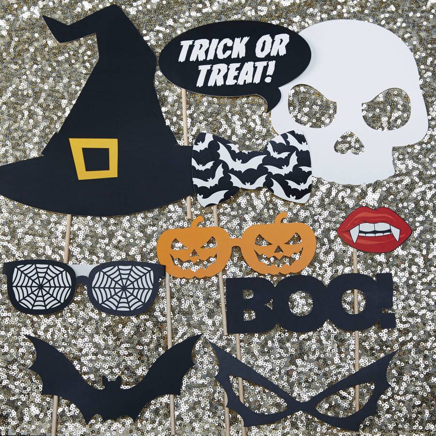 Halloween Photo Props Lucleag Halloween Photo Booth Props Kit, 24Pcs Halloween Party Props For ...