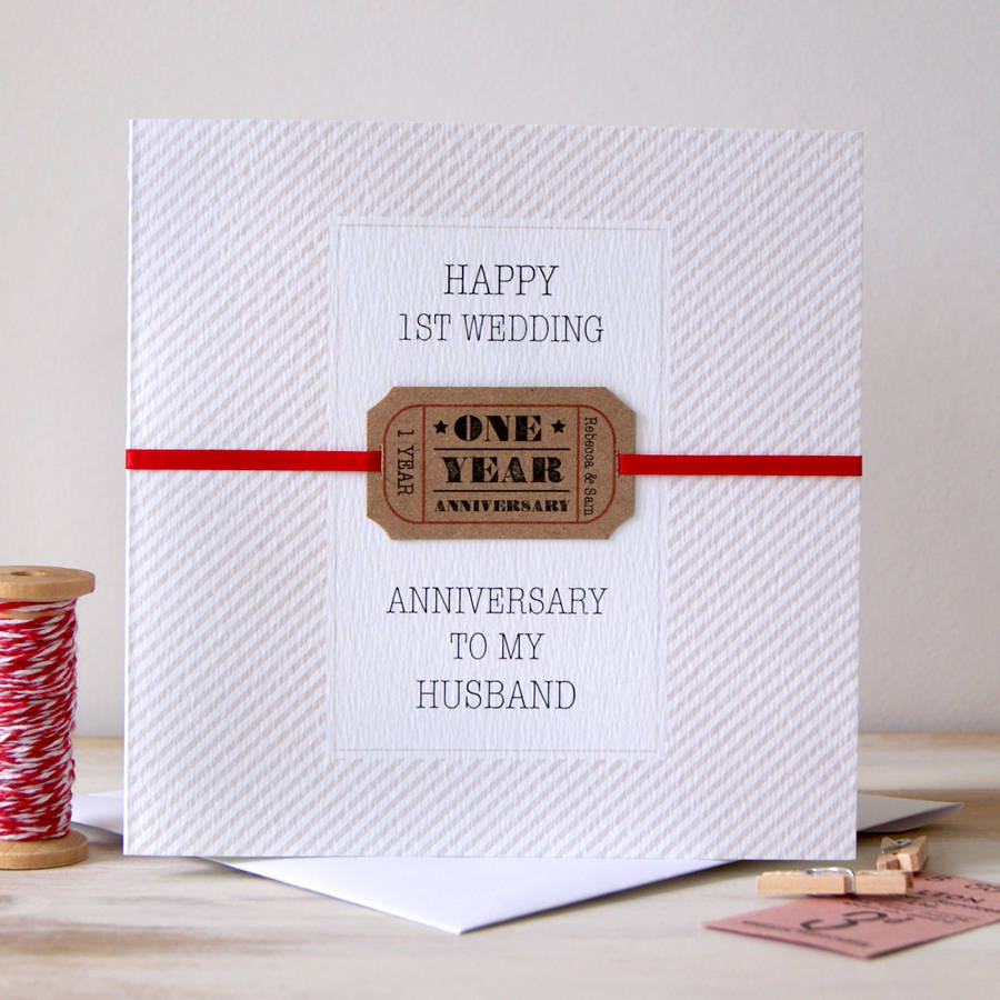 Personalised First Wedding Anniversary Card By Button Box Cards 