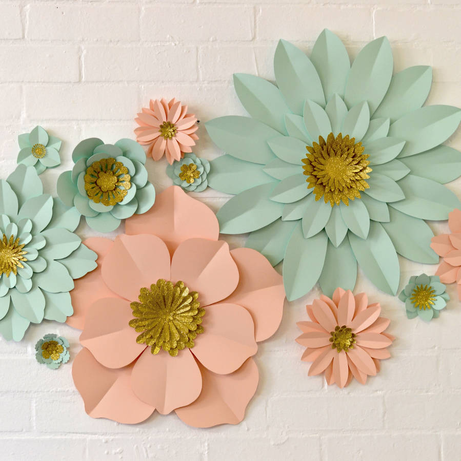 Handmade Glitter Centre Paper Flower Wall Display By May Contain Glitter Notonthehighstreet