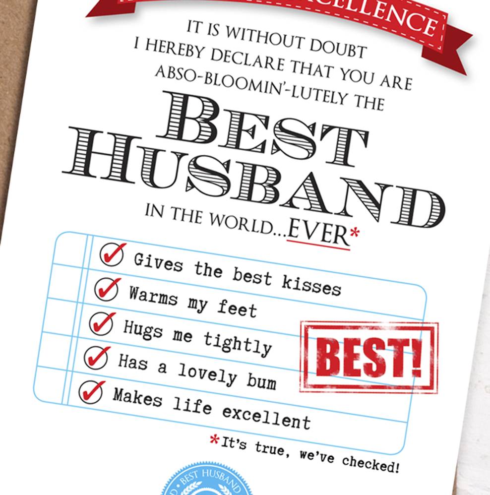 Best Husband Card By Eskimo Kiss Designs Notonthehighstreet