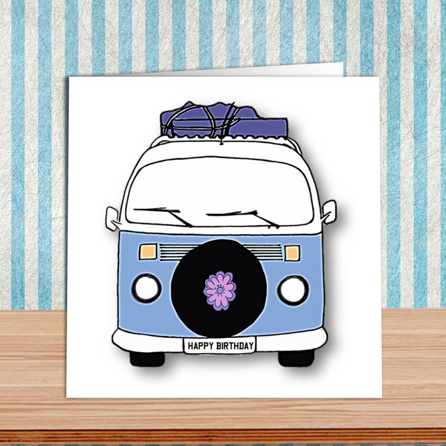 Camper Van Personalised Happy Birthday Card By Chalk And Cheese