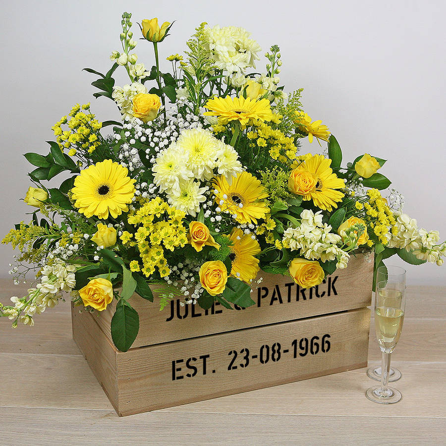 Personalised Crate Golden Wedding Anniversary By Plantabox 