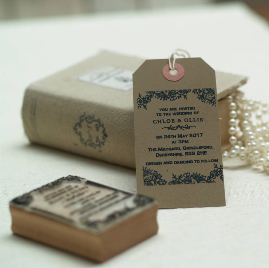 Personalised Wedding Invitation Stamp Lace Design By Pretty Rubber 