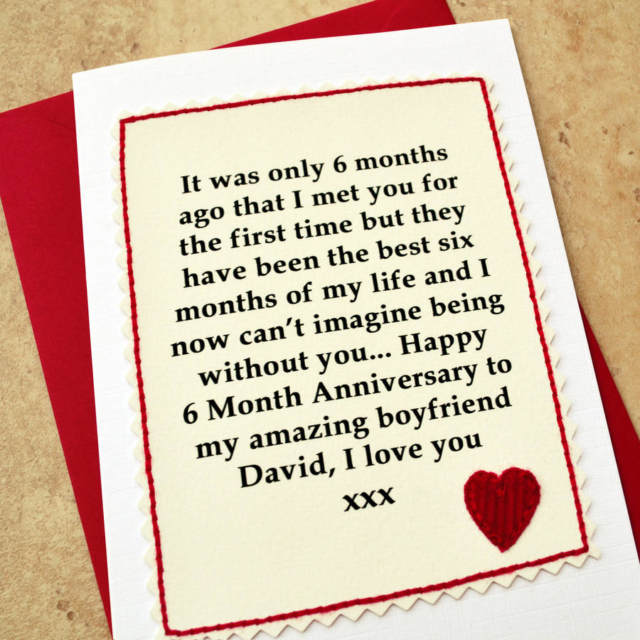 Personalised Six Month Anniversary Card By Jenny Arnott Cards Gifts 