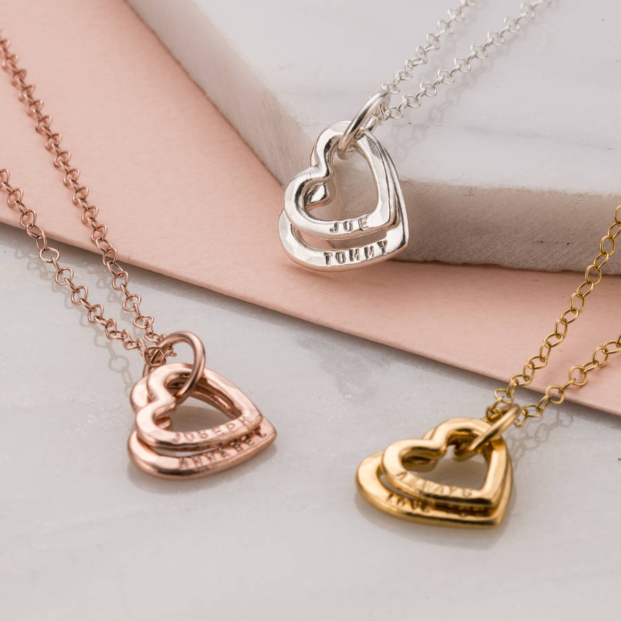 Personalised Baby Names Hearts Necklace By Posh Totty Designs
