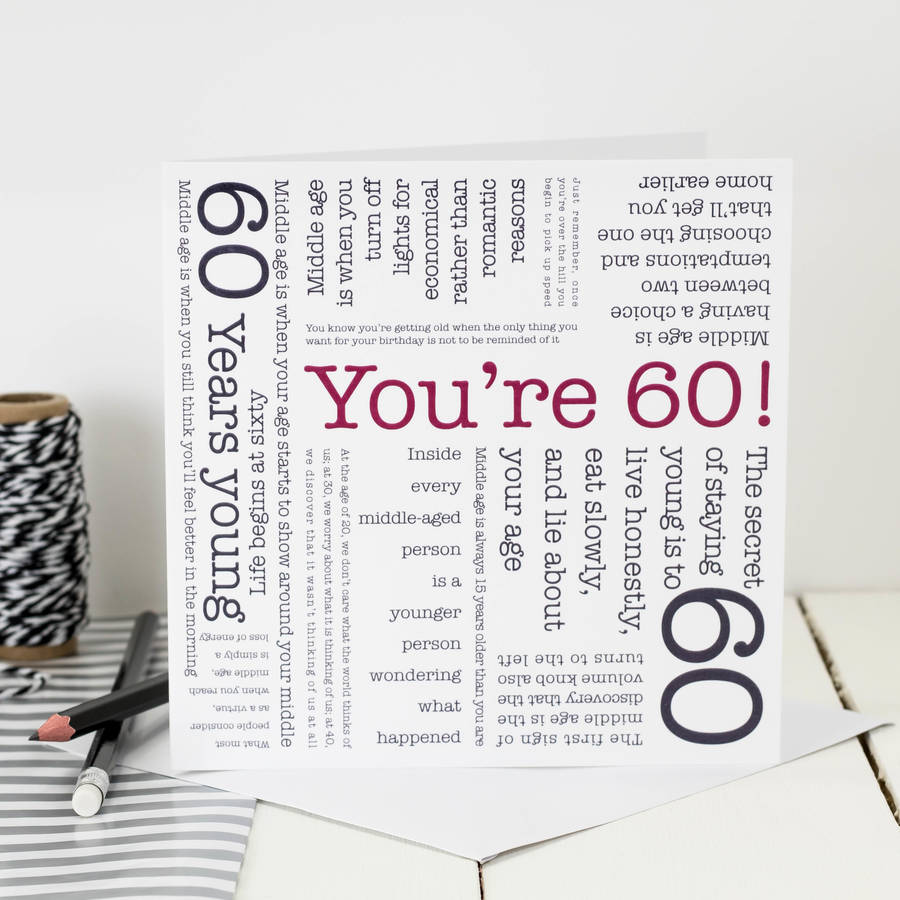 60th Birthday Card you re 60 Quotes By Coulson Macleod