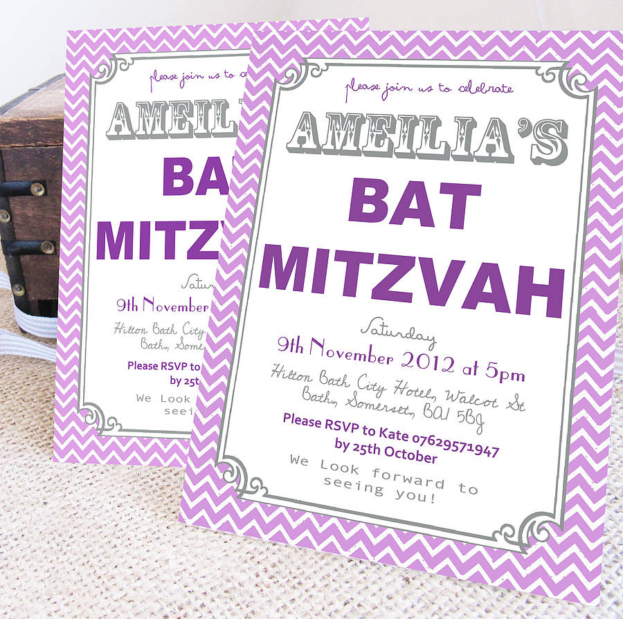 Personalised bat Mitzvah Party Invitations By Precious Little Plum 