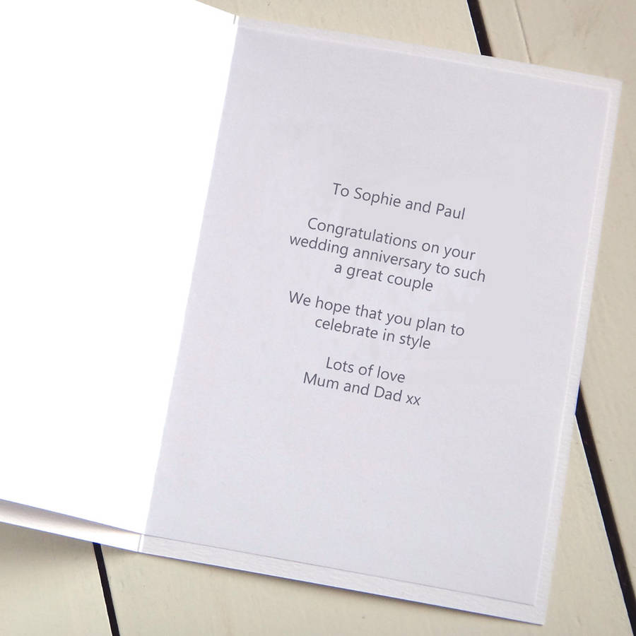 Personalised Wedding Anniversary Card By Milly And Pip Personalised Wedding Anniversary Card By Milly And Pip