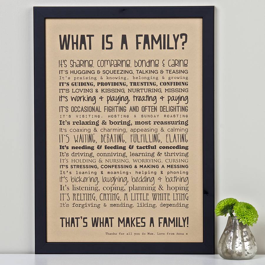 Personalised Family Print With Family Poem In Kraft By Bespoke Verse