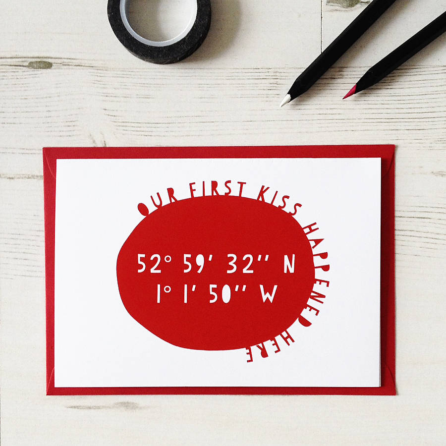 Personalised Geo Coordinates Anniversary Card By Newton And The Apple 