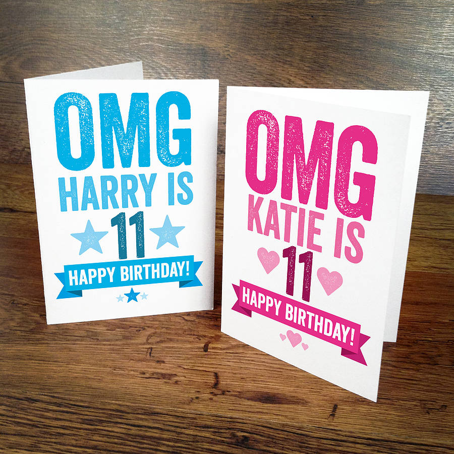 omg personalised 11th birthday card by a is for alphabet ... omg personalised 11th birthday card by a is for alphabet ...