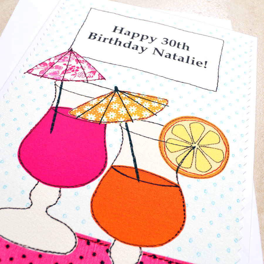 Cocktails Large Personalised Birthday Card By Jenny Arnott Cards