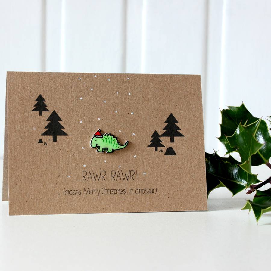 Dinosaur Christmas Card Rawr Merry Christmas Dinosaur By Little