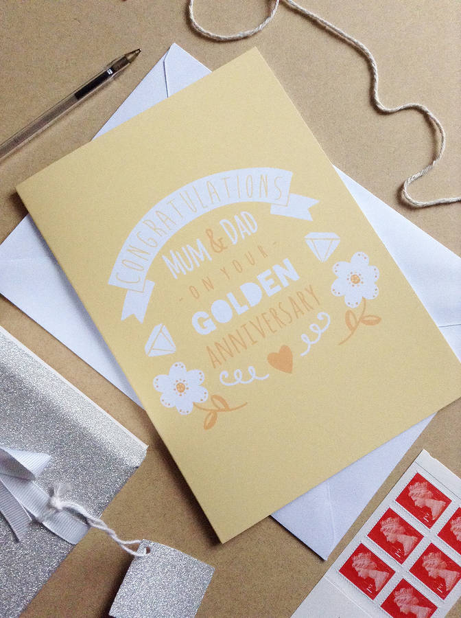 Personalised Golden Wedding Anniversary Card By Ello Design 