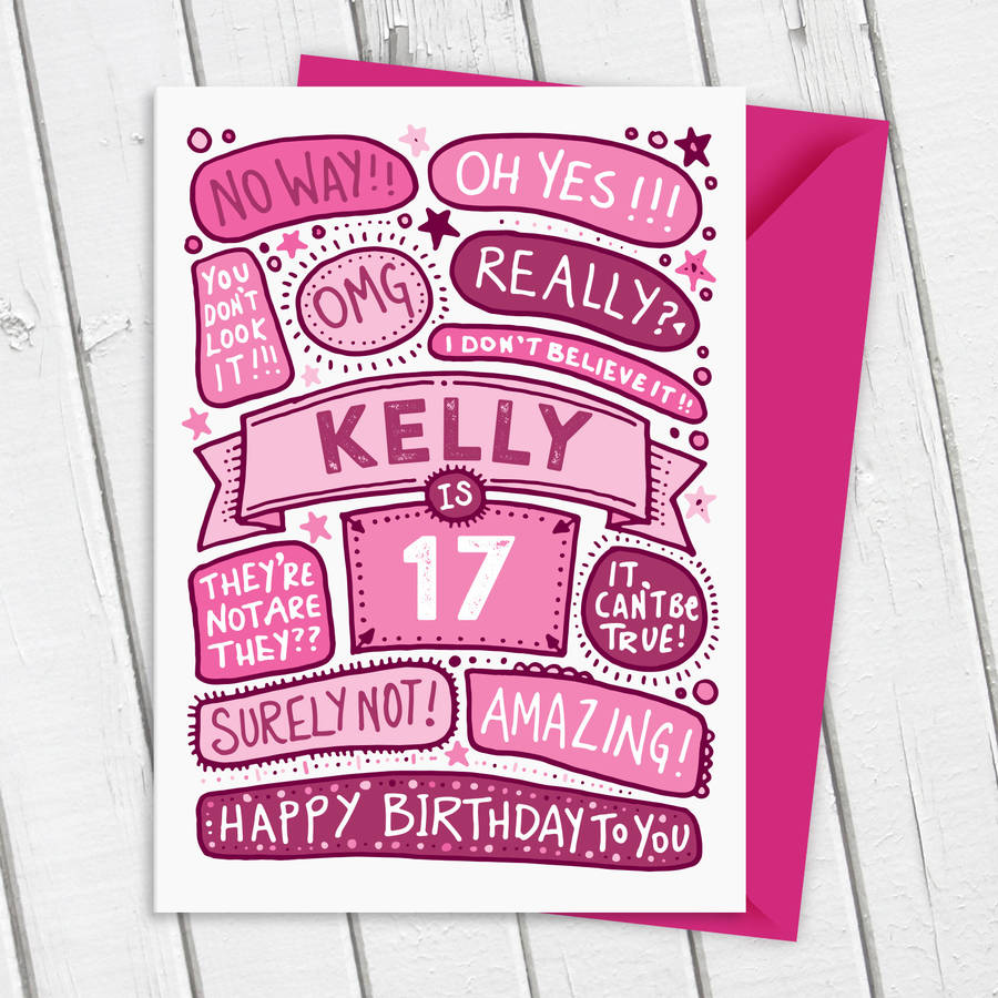 17th Omg Birthday Personalised Illustrated Card By A Is For Alphabet 17th Omg Birthday Personalised Illustrated Card By A Is For Alphabet