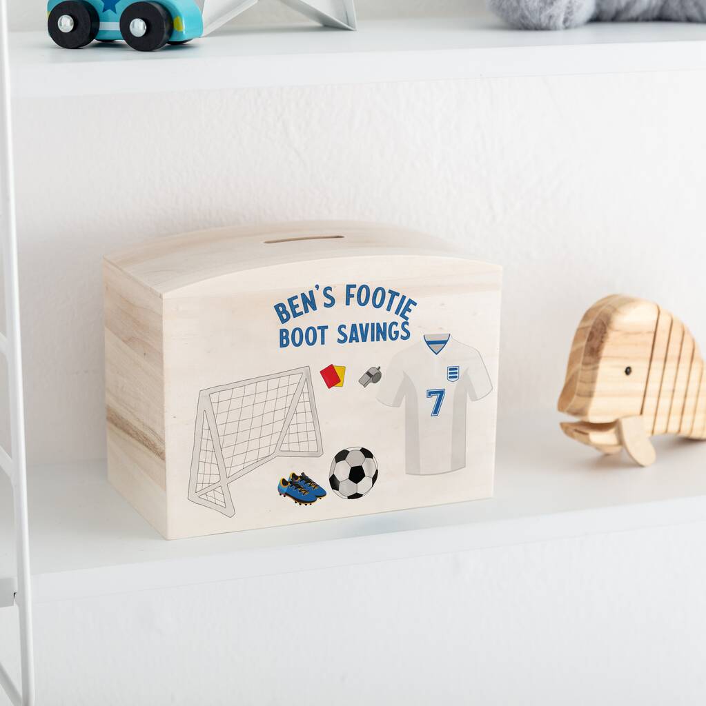 Personalised Football Themed Money Pot Piggy Bank By The Gifting Knot ...