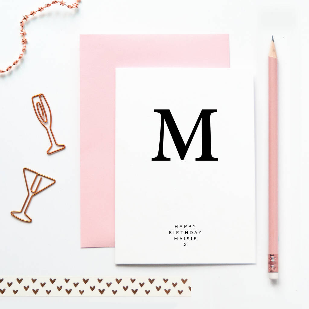 Personalised Happy Birthday Initial Card By The Stamford Studio ...