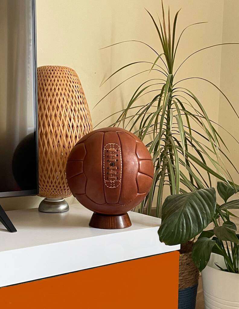 Leather 18 Panel Vintage Style Football And Stand By vintage sports