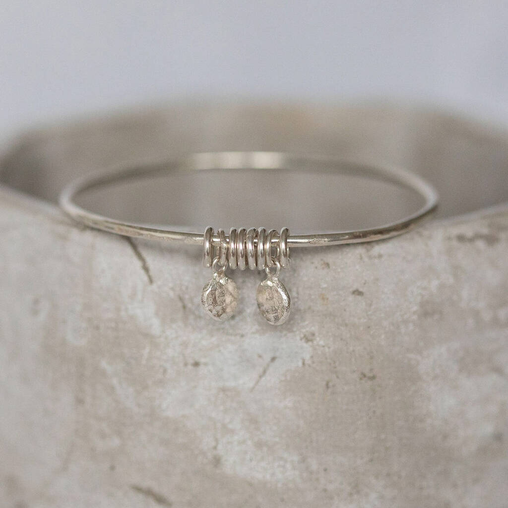 Sterling Silver Nugget Charm Bangle By Lucy Kemp Silver Jewellery ...