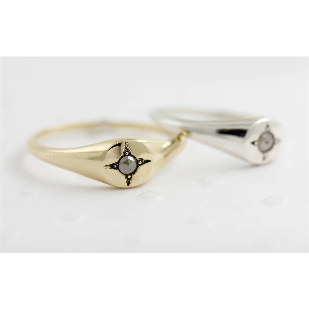 diamond mini signet ring by no 13 | notonthehighstreet.com