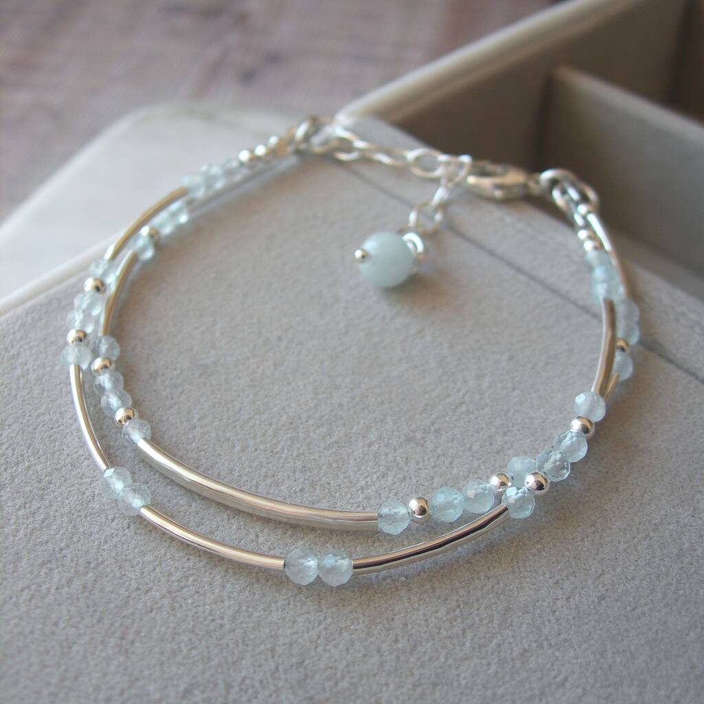 Aquamarine And Silver Double Stranded Bracelet By Hazey Designs ...