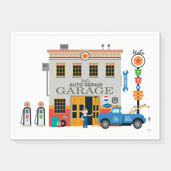 Mechanic Garage Art Print By Showler And Showler | notonthehighstreet.com