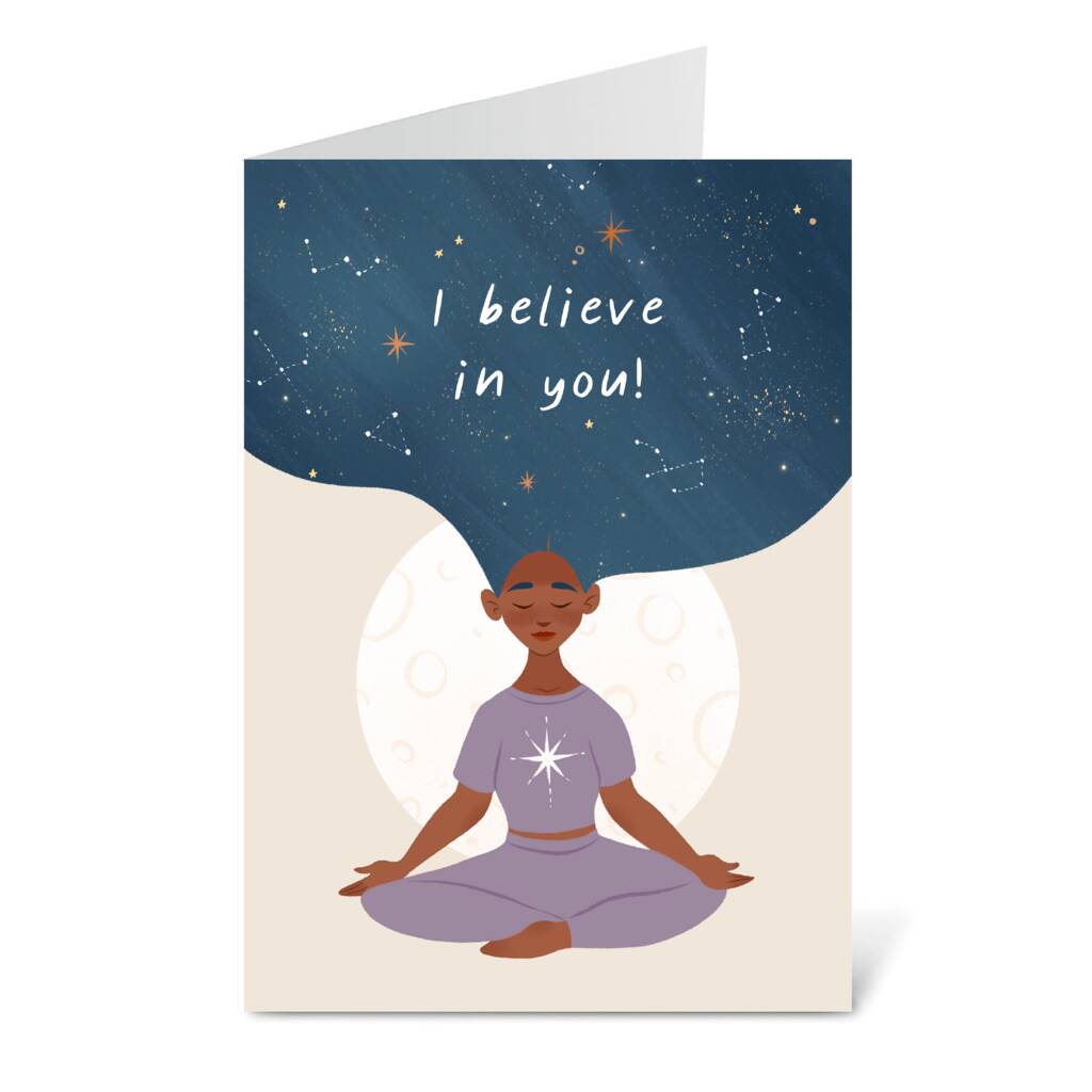 'I Believe In You!' Star Hair Greetings Card By Flourish Paperworks