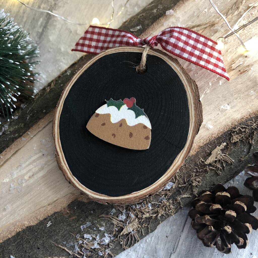 Personalised Christmas Pudding Wood Slice Decoration By Alphabet ...