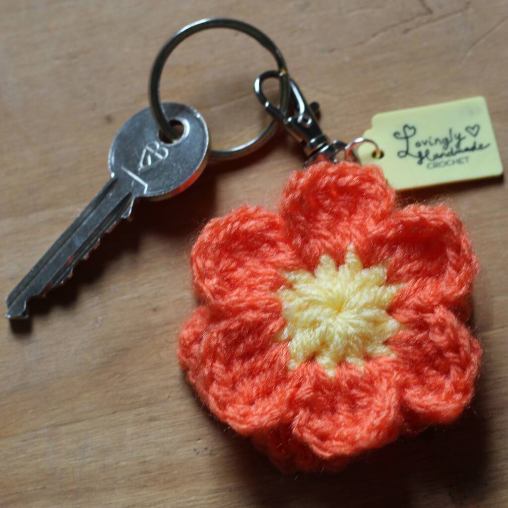 Crocheted Flower Keyring Letterbox Gift By Lovingly Handmade Crochet ...