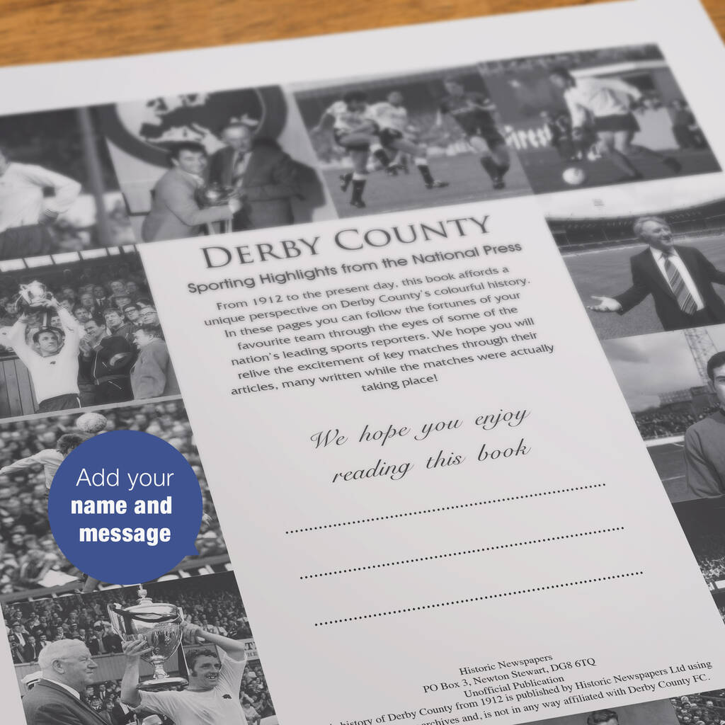 Derby County Personalised Football Newspaper Book By Historic ...