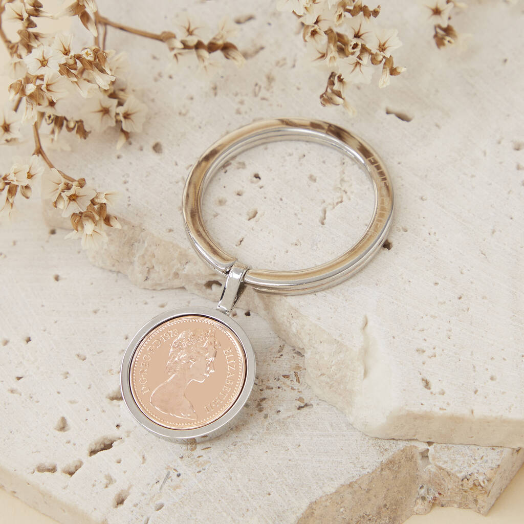 50th Birthday 1973 Half Penny Coin Keyring By Ellie Ellie ...