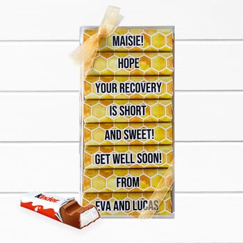 Get Well Soon Personalised Kinder Chocolate By My Personalised Sweets