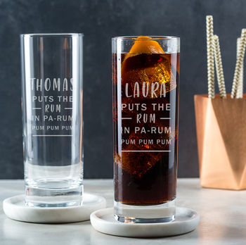 Personalised Christmas Rum Highball Glass For Him By Dust and Things ...