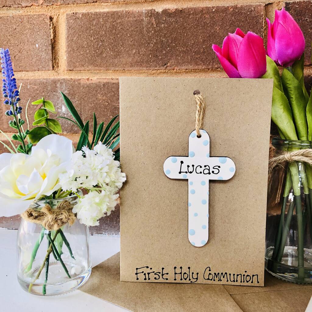 Personalised First Communion Cross Wooden Keepsake Card By Craft Heaven ...