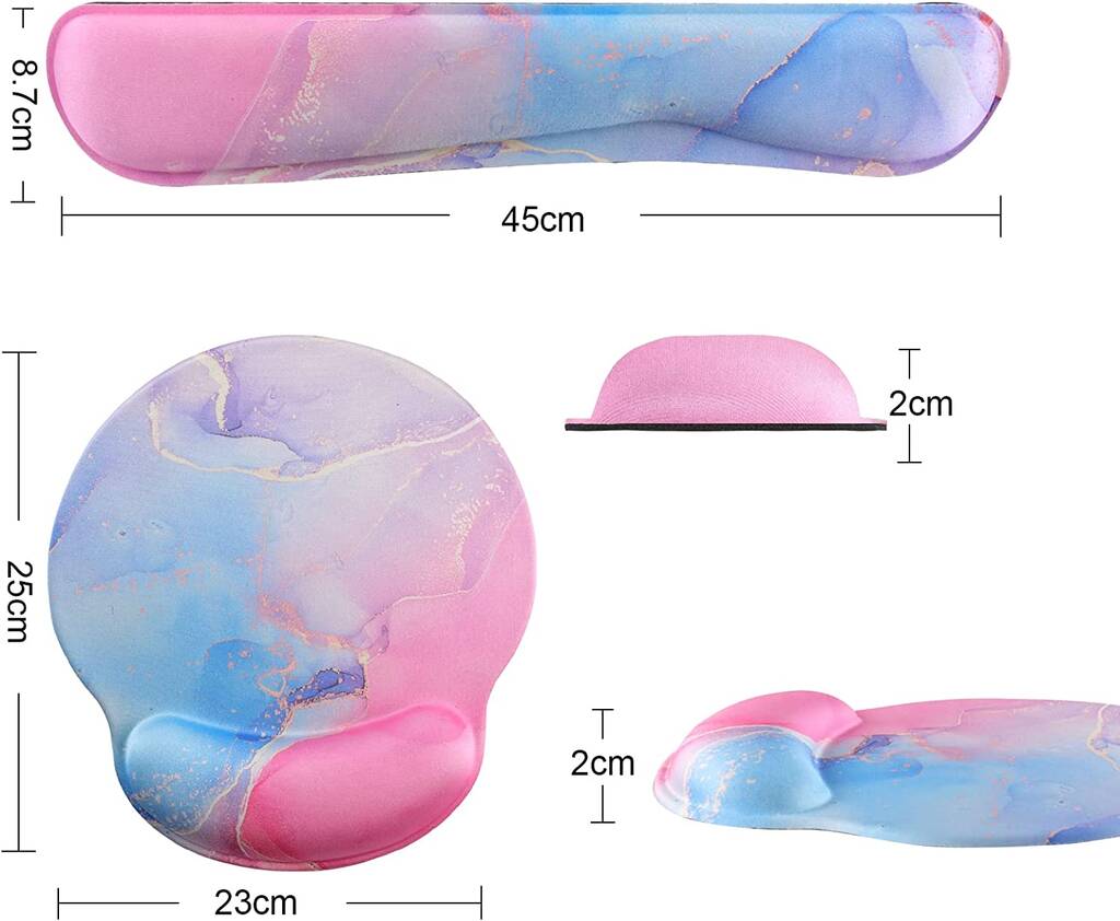 Blue Pink Keyboard And Mouse Wrist Rest Pad Set By Momentum