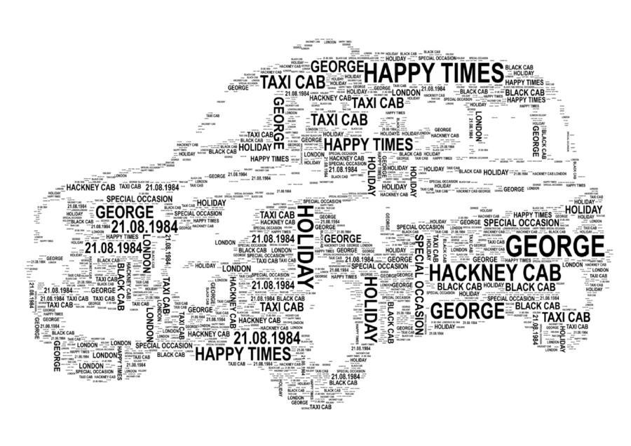 taxi cab personalised word art print by unique word art ...