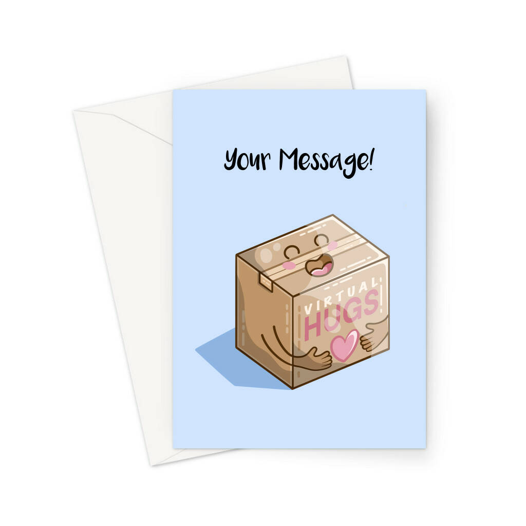 Box Of Virtual Hugs Personalised Cute Greeting Card By Flaming Imp ...