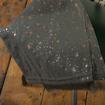 Charcoal Grey Rose Gold Star Print Scarf By EVY Designs ...