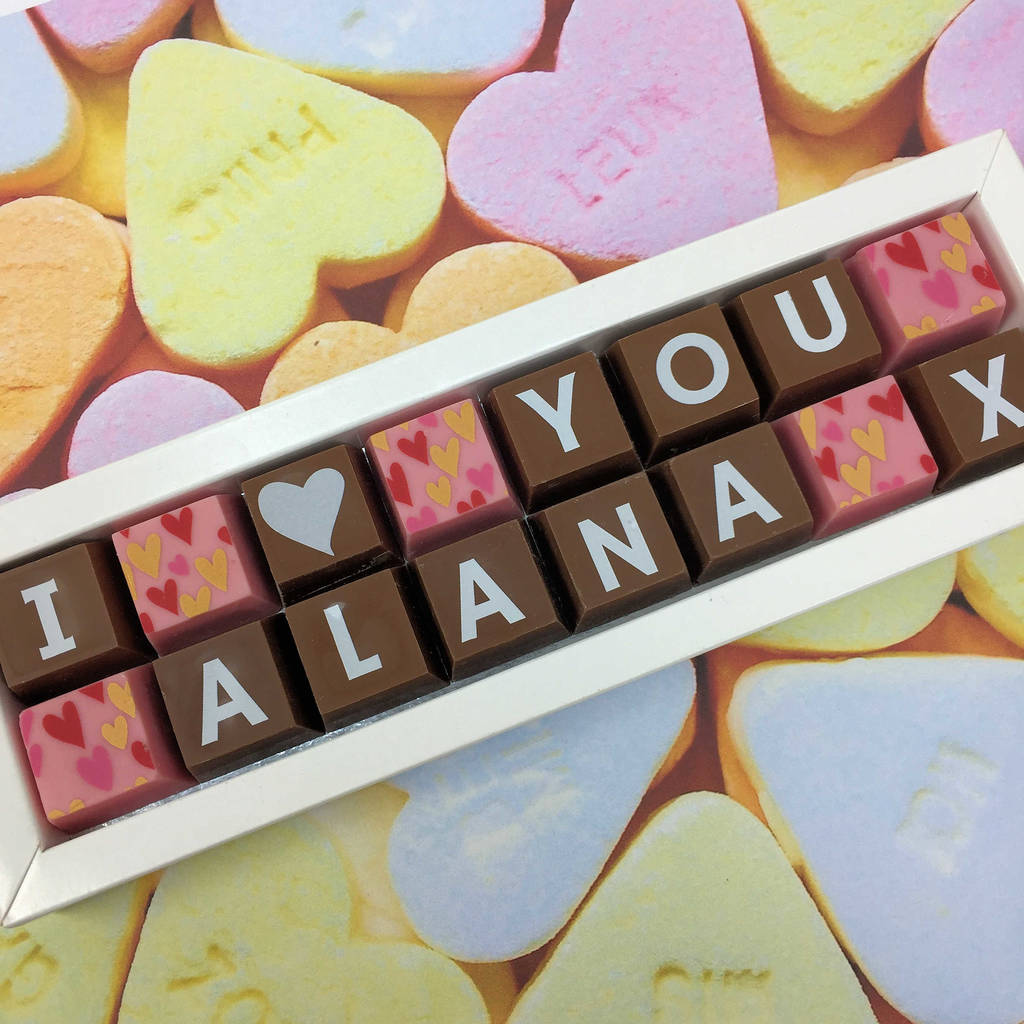 Chocolate Box With 'I Love You' And Name By Cocoapod Chocolates ...