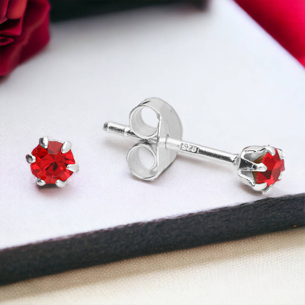 Extra Tiny Ruby Cz Earrings In Sterling Silver By Songs of Ink and ...