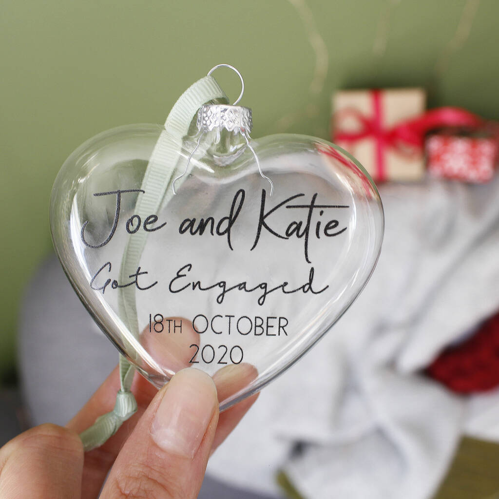 Happy Engagement Glass Bauble Gift By Olivia Morgan Ltd ...
