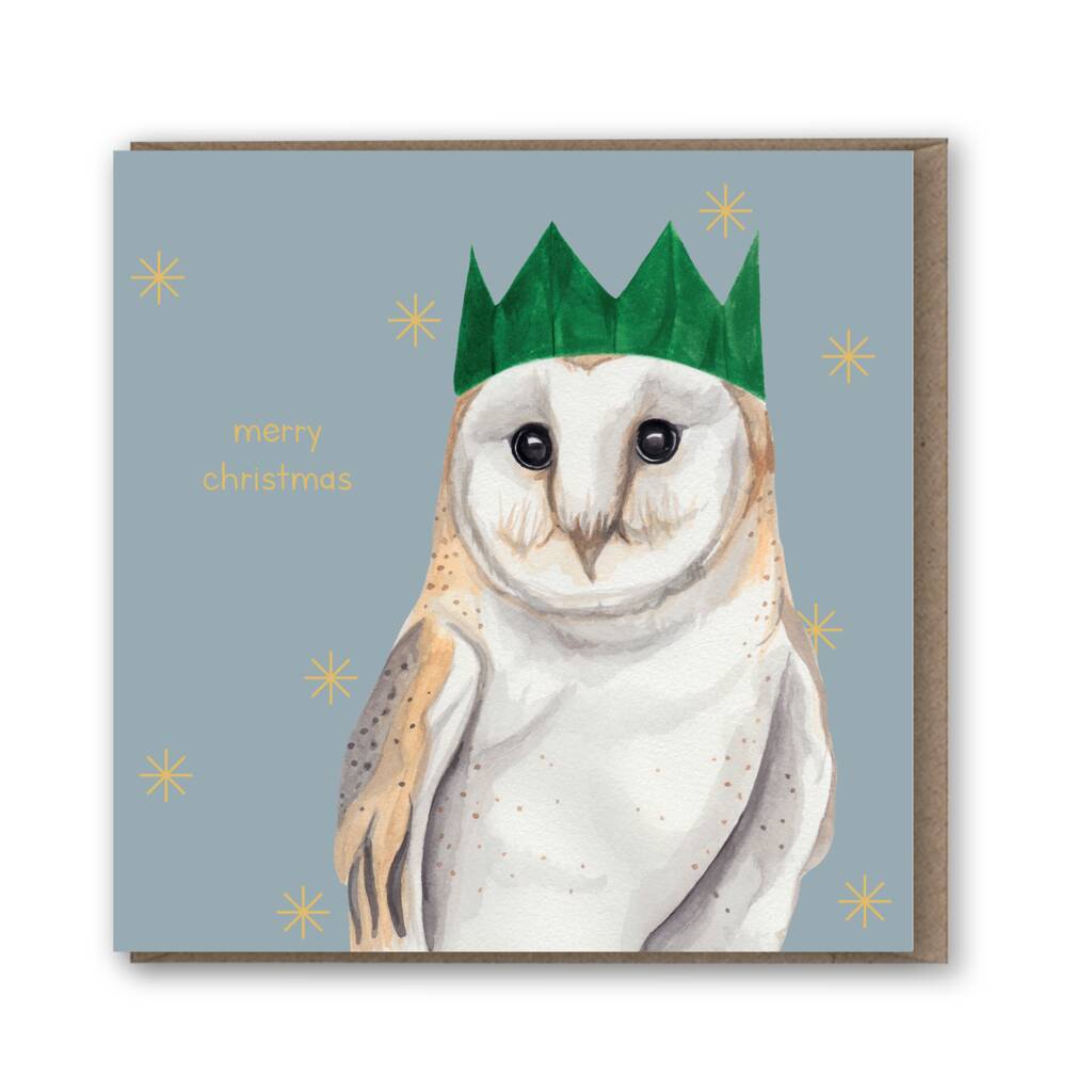 Gold Foil Owl Christmas Card By lil wabbit | notonthehighstreet.com