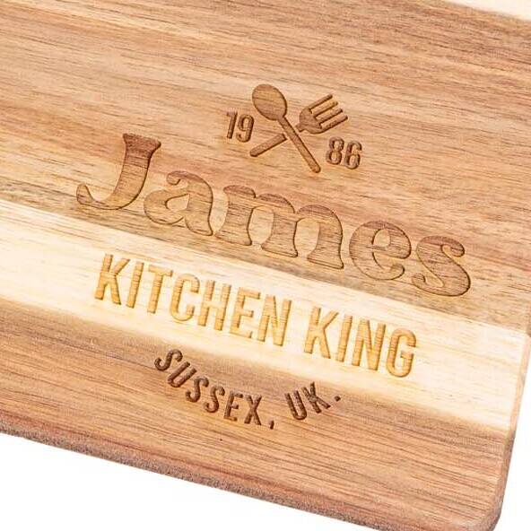 Personalised Kitchen King Acacia Serving Board By Duncan Stewart ...