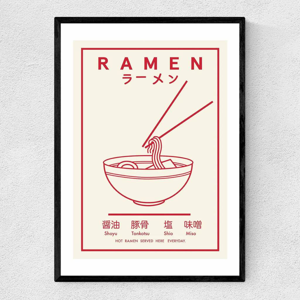 Ramen Noodle Print By Heliotique
